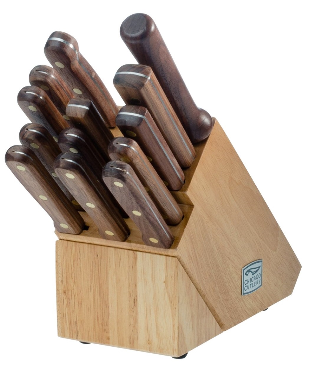 14 Piece Stainless Steel Knife Set, Walnut Wood Handles (Back ...